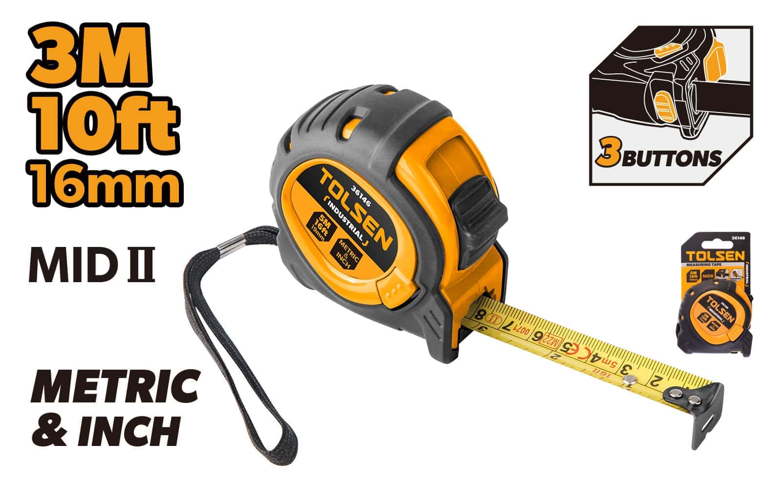 TOLSEN INDUSTRIAL MEASURING TAPES 3M/10ftx16MM - Nimz power tools